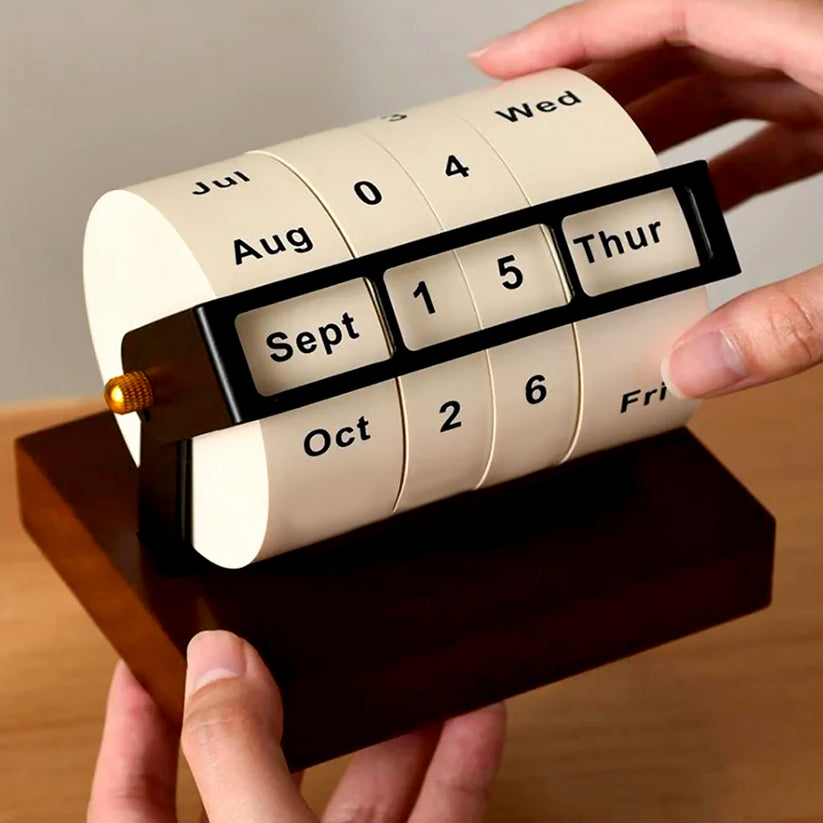 Rotating Wheel Retro Wooden Calendar – OnShelf