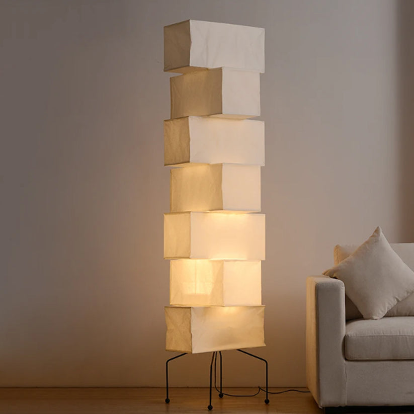 Japanese Wabi-Sabi Style Rice Paper Cube Floor Lamp – OnShelf