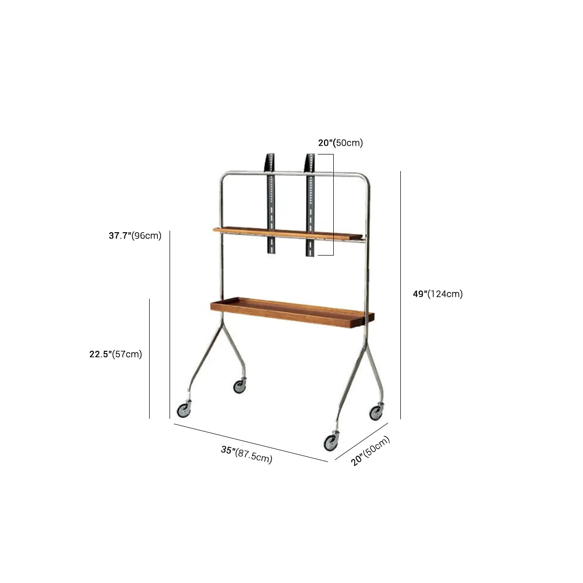 Studio Lima Stainless Steel Wooden Shelf Moving TV Stand – OnShelf
