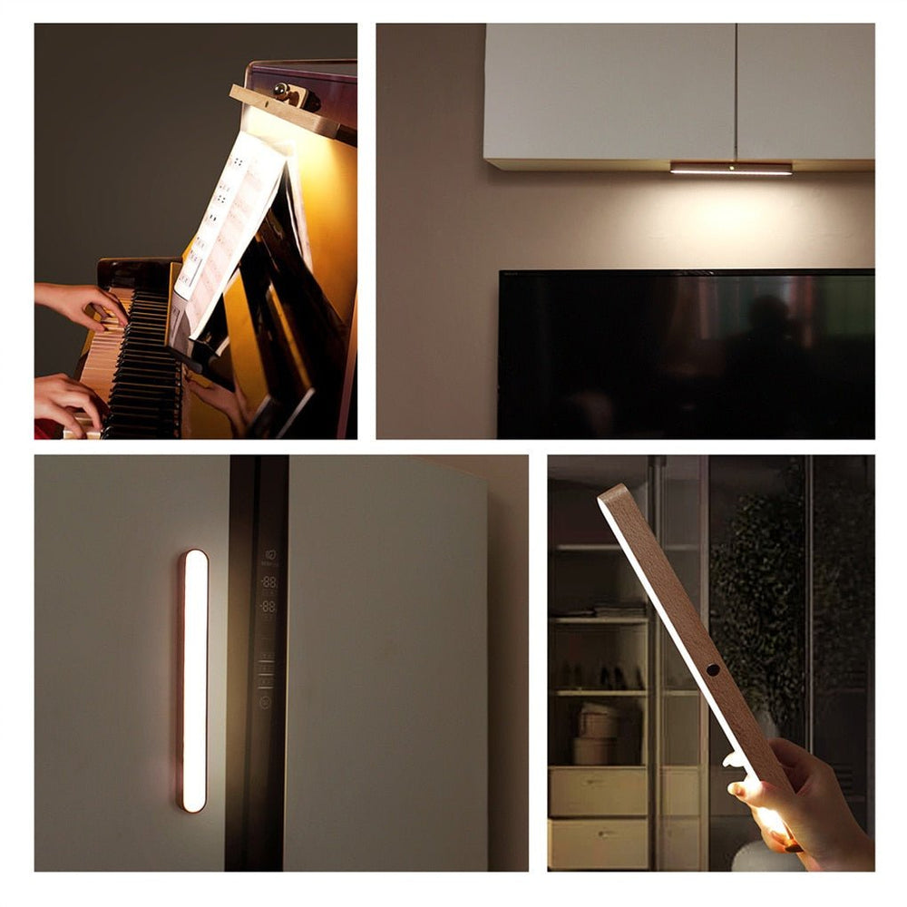 3 Modes Portable Cordless Touch Wood Light Bar